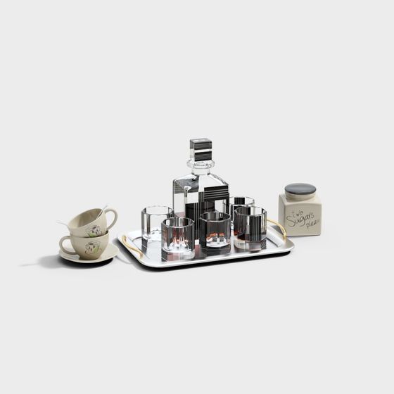 Elegant Low-Poly Bar Set 3D Model