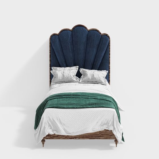 Elegant Shell Bed 3D model for Modern Design