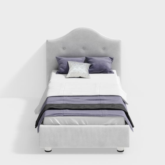 Elegant Single Bed 3D model for Modern Interiors
