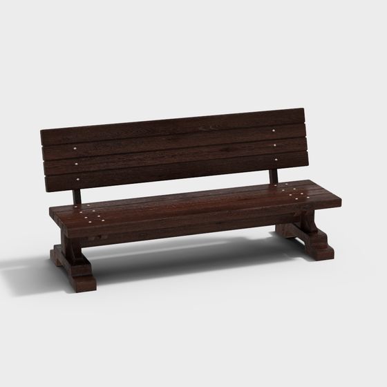 Detailed Park Bench 3D Model