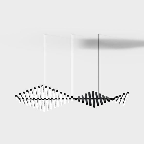 Suspended Soundwave Pendant Light 3D Model – Low-Poly Design