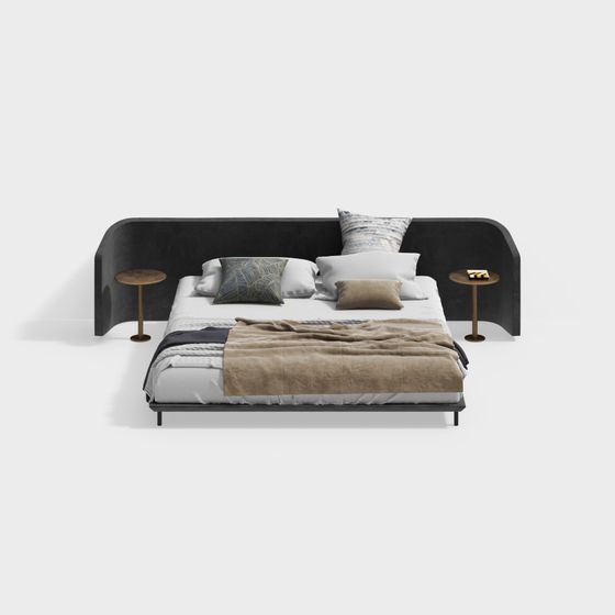Elegant Curve Bed 3D Model for Modern Interiors