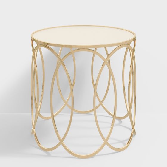 Streamlined Metal Side Table 3D model
