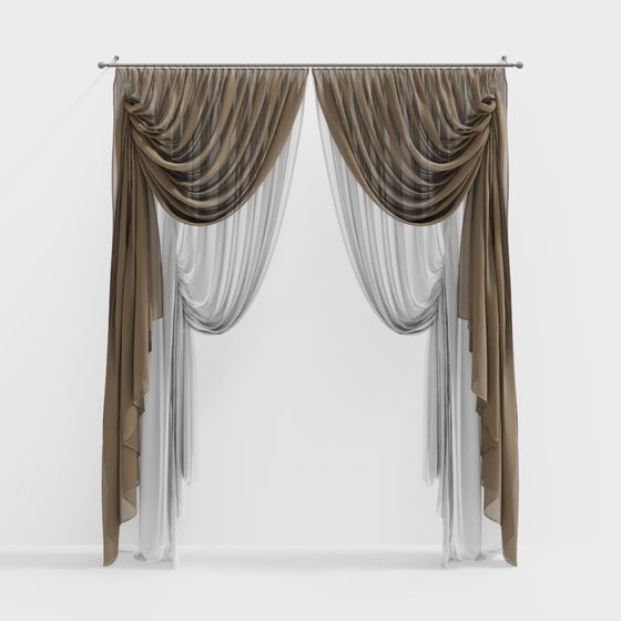 Elegant Floating Curtain 3D Model – Low-Poly Fabric Design