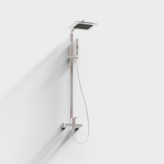 Minimalist Shower System 3D Model – Low-Poly Interior Fixture