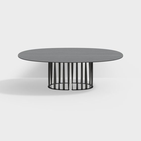 Urban Light Round Table 3D Model – Minimalist Wood & Metal