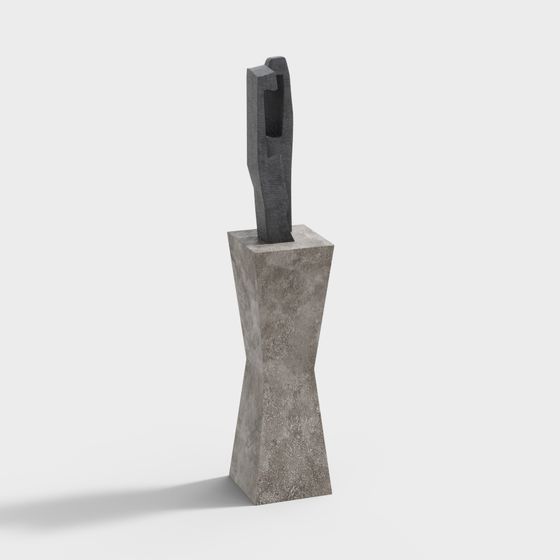 Low-Poly Concrete Sculpture 3D Model