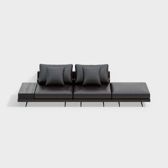 Black Modular Sofa 3D Model – Contemporary Style Free