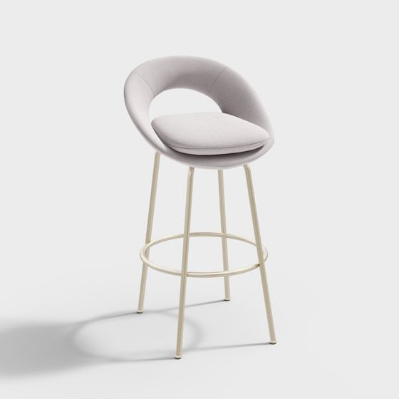 Gray Bar Counter Stool 3D Model - Free to Use
