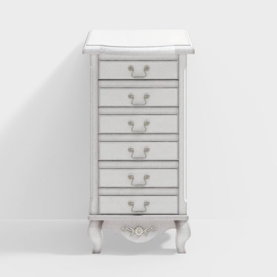 Elegant Dressing Table 3D Model – Low-Poly Vintage Style