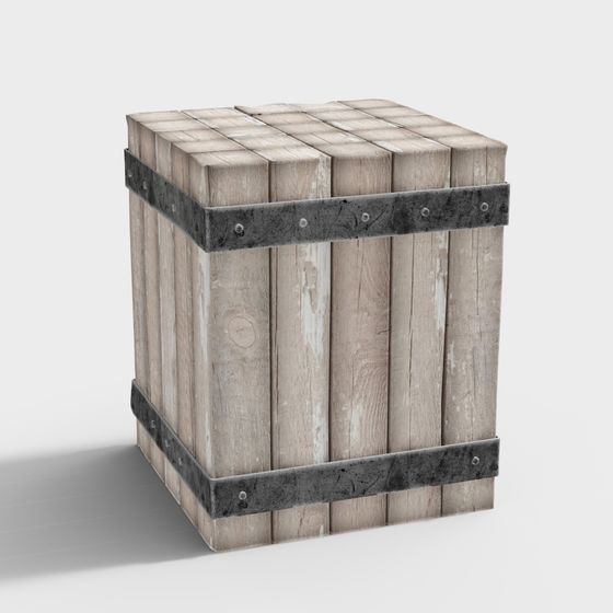 Rustic Low-Poly Wooden Box 3D model