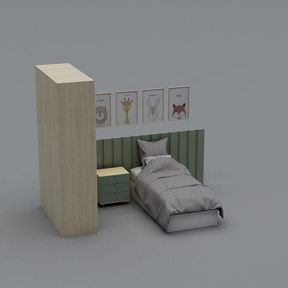 Elegant Low-Poly Bed 3D Model for Modern Bedrooms