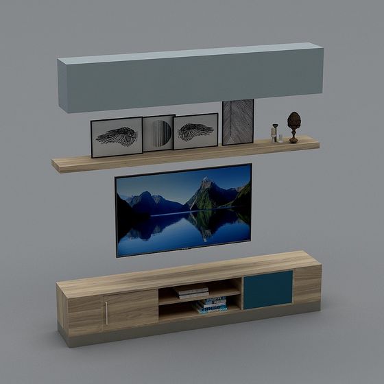 Modern Low-Polygon TV Wall Combination 3D model
