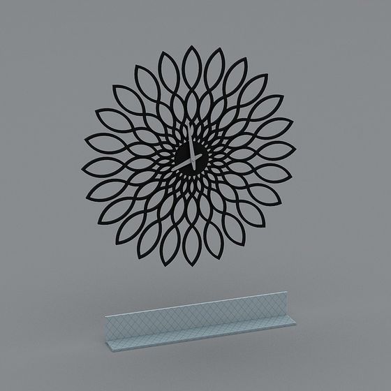 Elegant Floral Low-Poly Clock 3D model