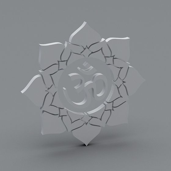 Om Symbol 3D Model with Abstract Floral Design