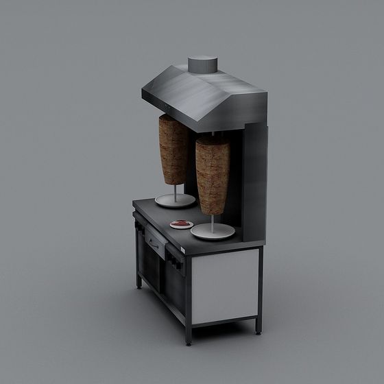 Stylish Rotating BBQ Grill 3D Model – Low-Poly Metallic Design
