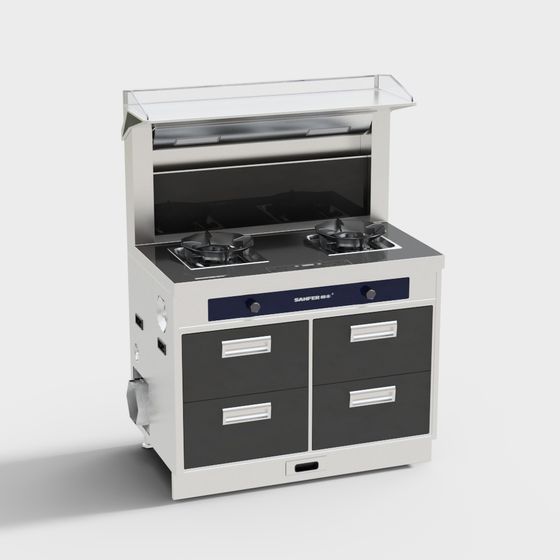 Sleek Gas Stove 3D model for Modern Kitchens