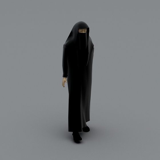 Mysterious Black Robed 3D Character Model