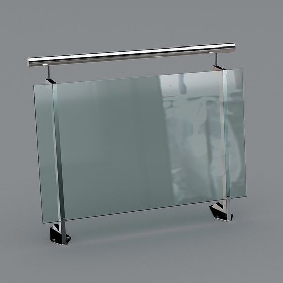 Sleek Glass Railing 3D model for Modern Spaces