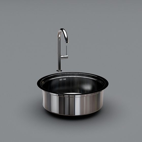 Elegant Low-Poly Kitchen Sink 3D model