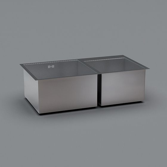 Sleek Stainless Steel Double Basin Sink 3D model
