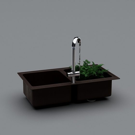 Stylish Low-Poly Kitchen Sink 3D model