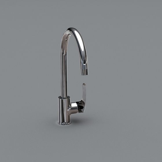 Minimalist Futuristic Faucet 3D Model – Stainless Steel Design