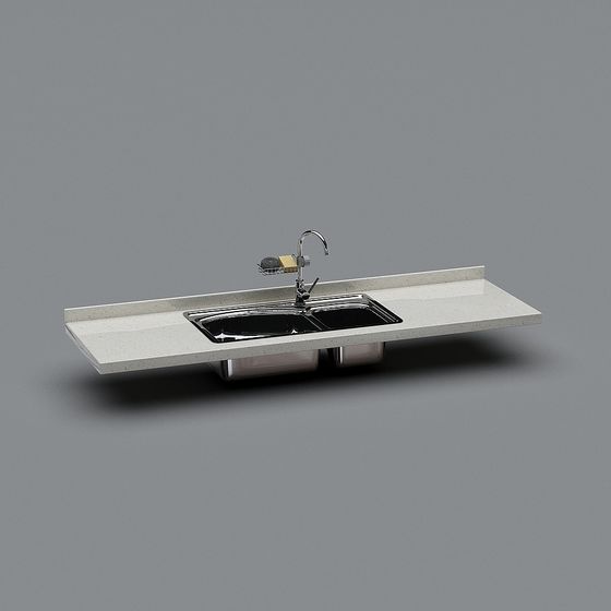 Contemporary Low-Poly Kitchen Sink 3D model