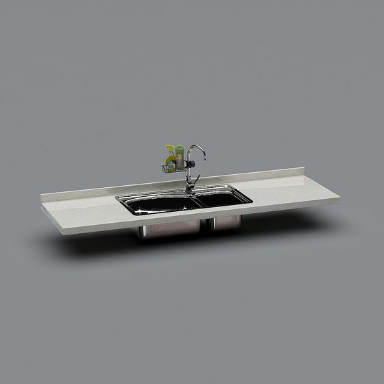 High-Detail Low-Poly Kitchen Sink 3D model