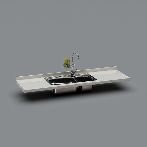 Sleek Kitchen Sink 3D model for Modern Designs