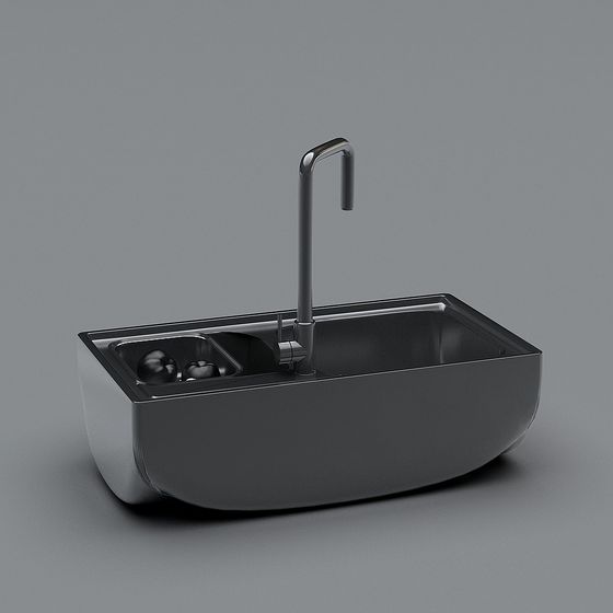 Elegant Low-Poly Kitchen Sink 3D model