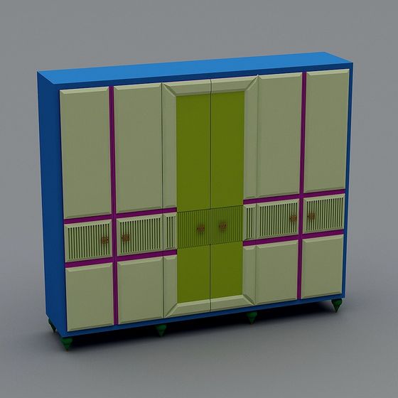 Colorful Low-Poly Storage Cabinet 3D model