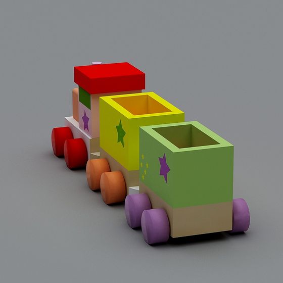Vibrant Low-Poly Train 3D model for Imaginative Spaces