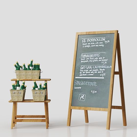 Low-Poly Blackboard Display Stand 3D model