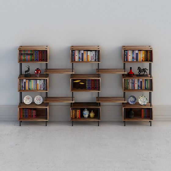 Stylish Low-Polygon Bookshelf 3D model