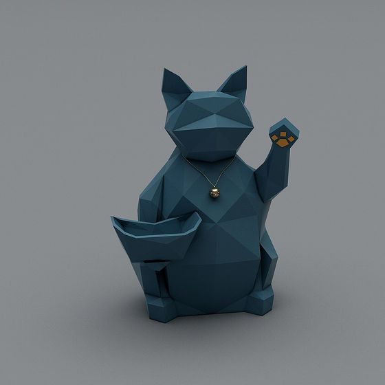 Low Poly Lucky Cat 3D model