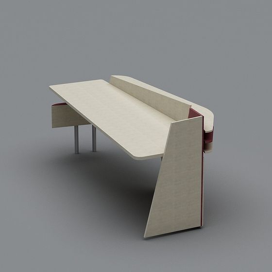 Urban Corner Workstation 3D Model – Low-Poly Modern Desk
