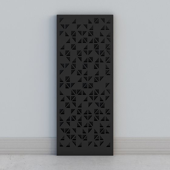 Triangular Lattice Panel 3D Model – Low-Poly Black Design