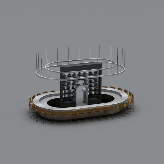Modern Low-Polygon Bar Counter 3D Model – Industrial Style