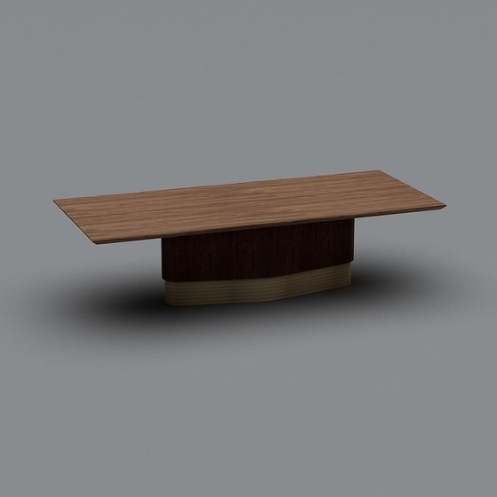 Streamlined Wooden Coffee Table 3D Model – Low-Poly Wood Design