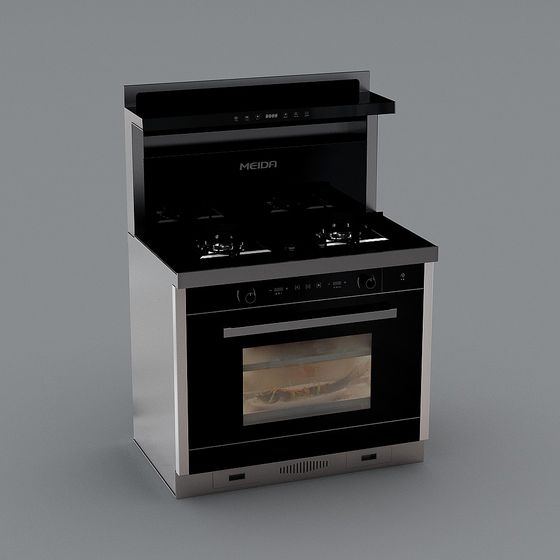 Sleek Integrated Stove 3D model for Modern Kitchens