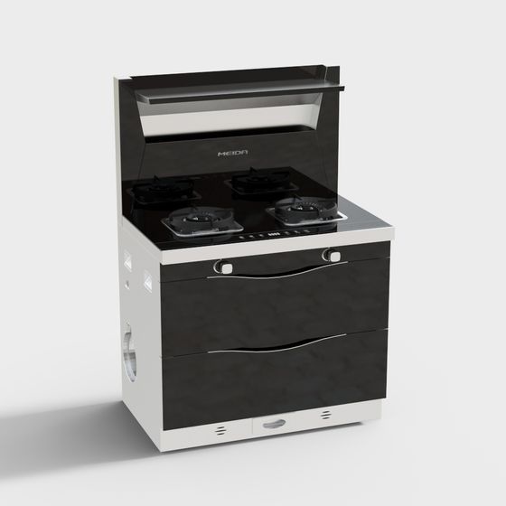 Sleek Modern Gas Stove 3D model for Kitchens