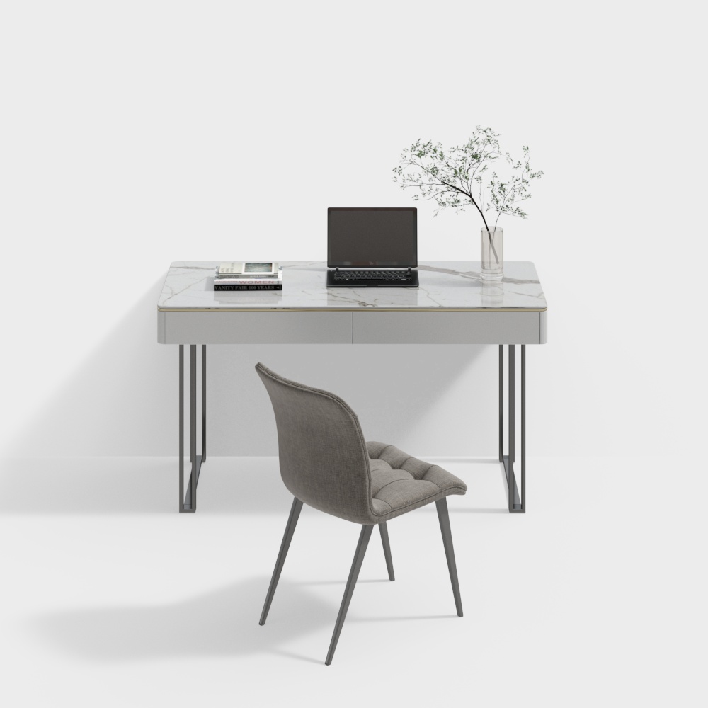 Desk and Chair Set 3D Model Modern Workspace