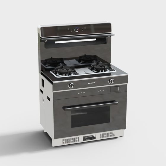 Low-Poly Contemporary Gas Stove 3D Model