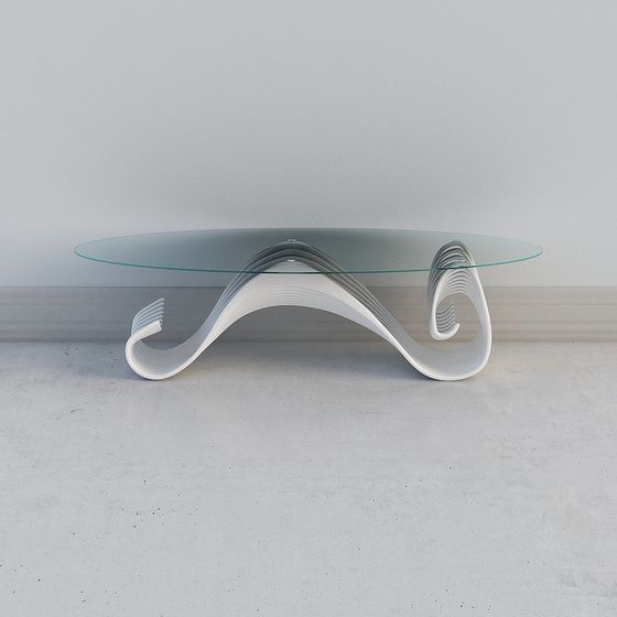 Stylish Streamlined Glass Table 3D Model – Minimalist Design