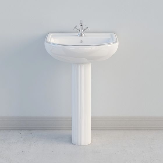 Stylish Column Wash Basin 3D model