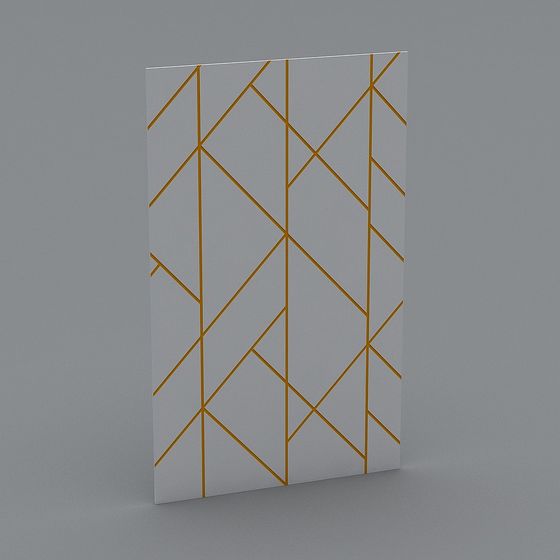 Geometric Lines Screen 3D Model – Low-Poly Golden Design