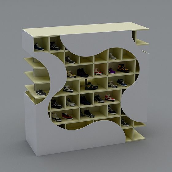 Stylish Low-Poly Shoe Rack 3D model