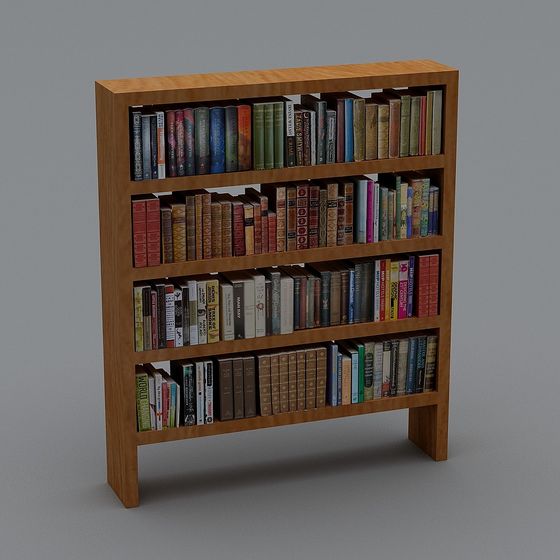 Low-Polygon Detailed Bookshelf 3D model