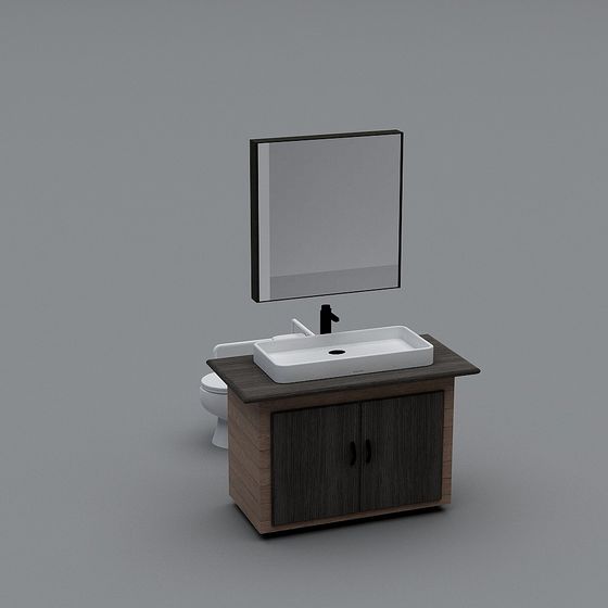 Modern Minimalist Bathroom Vanity 3D Model – Low-Poly Design